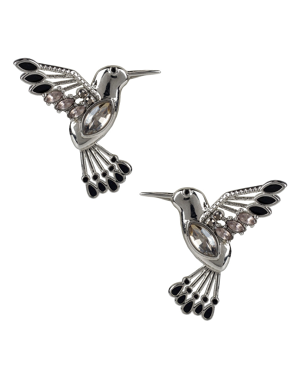 Patricia Nash Hummingbird Stud Earrings Matte Silver