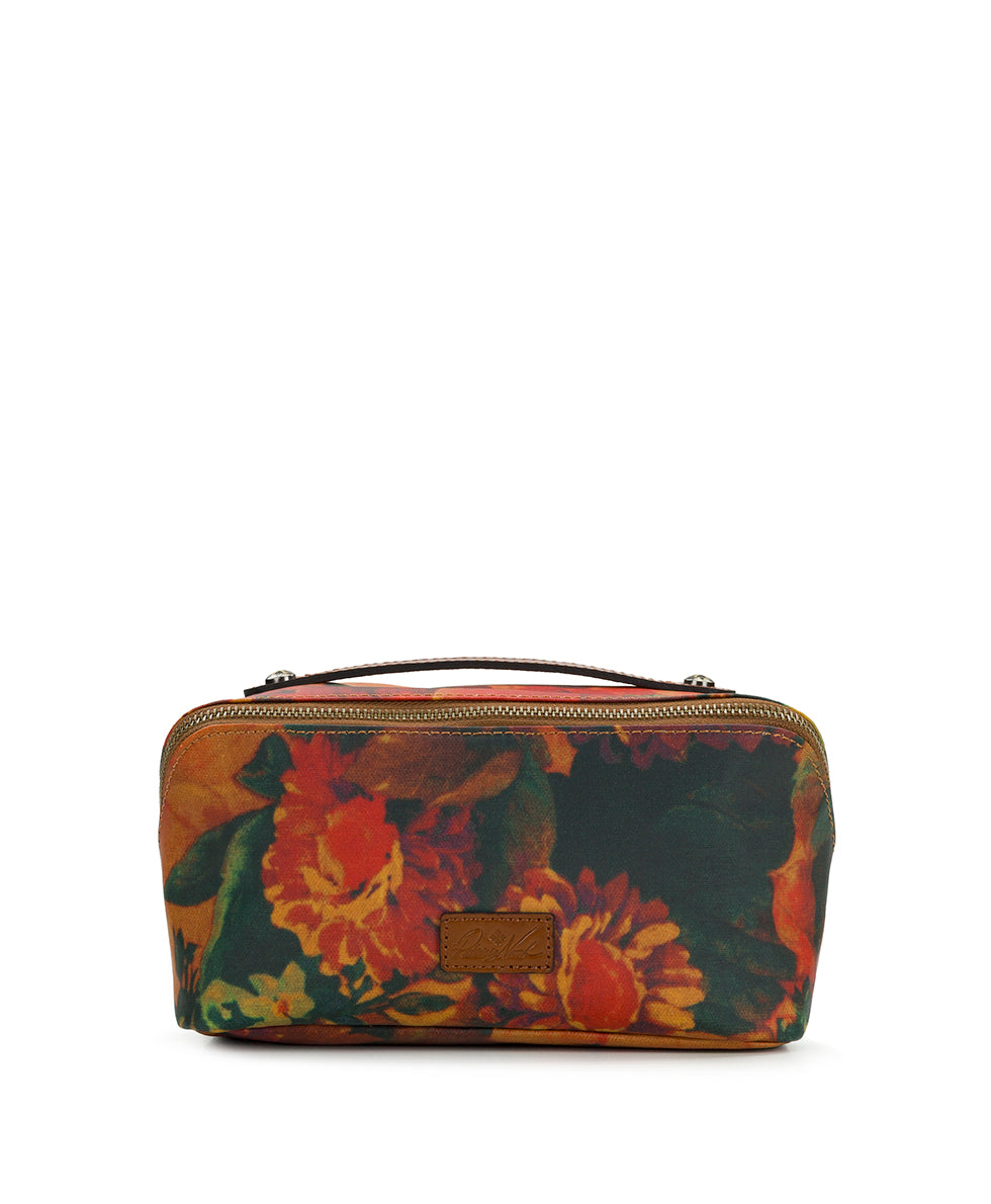 Clancy Cosmetic Case - Patina Coated Linen Canvas - Multi Print ...